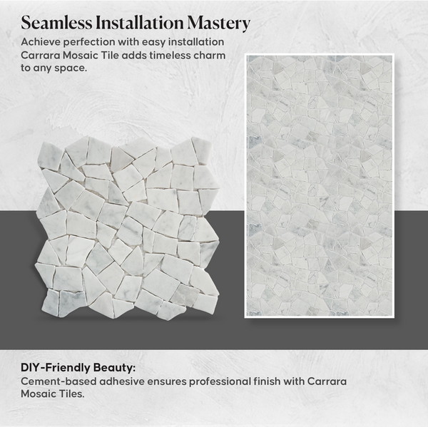 Carrara Marble Mosaic Tile Collection | Pebble Tile