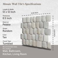 Canine Tan Stone Mosaic Tile Walls and Floor | Pebble Tile