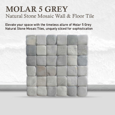 Molar 5 Grey Natural Stone Mosaic Tile | Pebble Tile