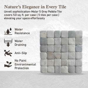 Molar 5 Grey Natural Stone Mosaic Tile | Pebble Tile