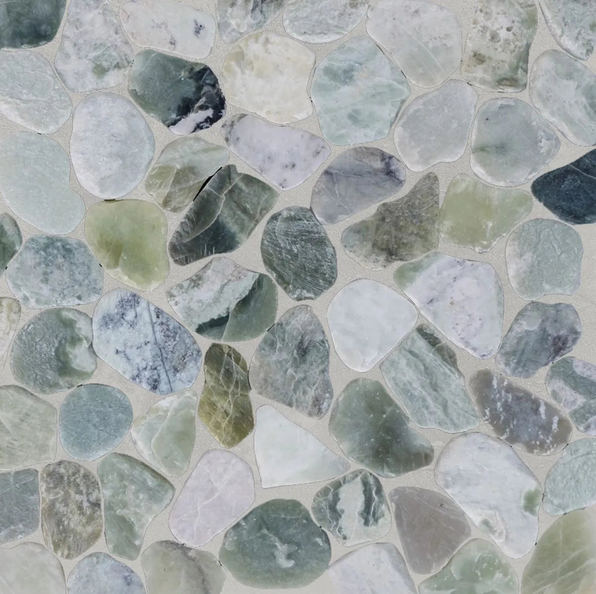 Ocean Green Sliced Pebble Mosaic Tile | Pebble Tile