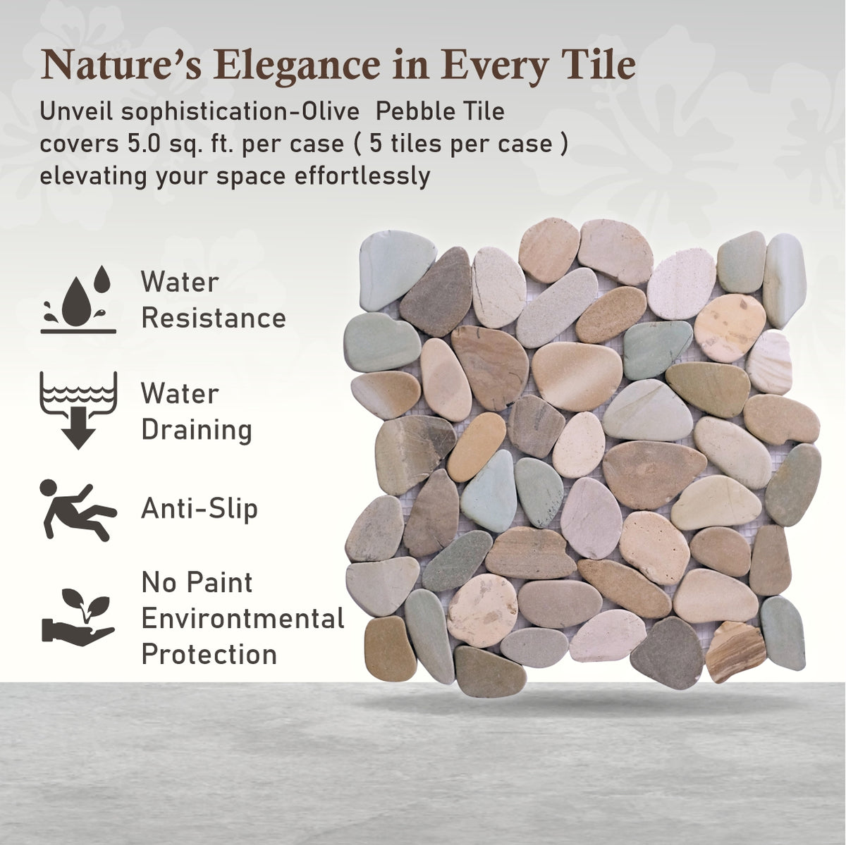 Olive Sliced Mosaic Wall and Floor Tile | Pebble Tile