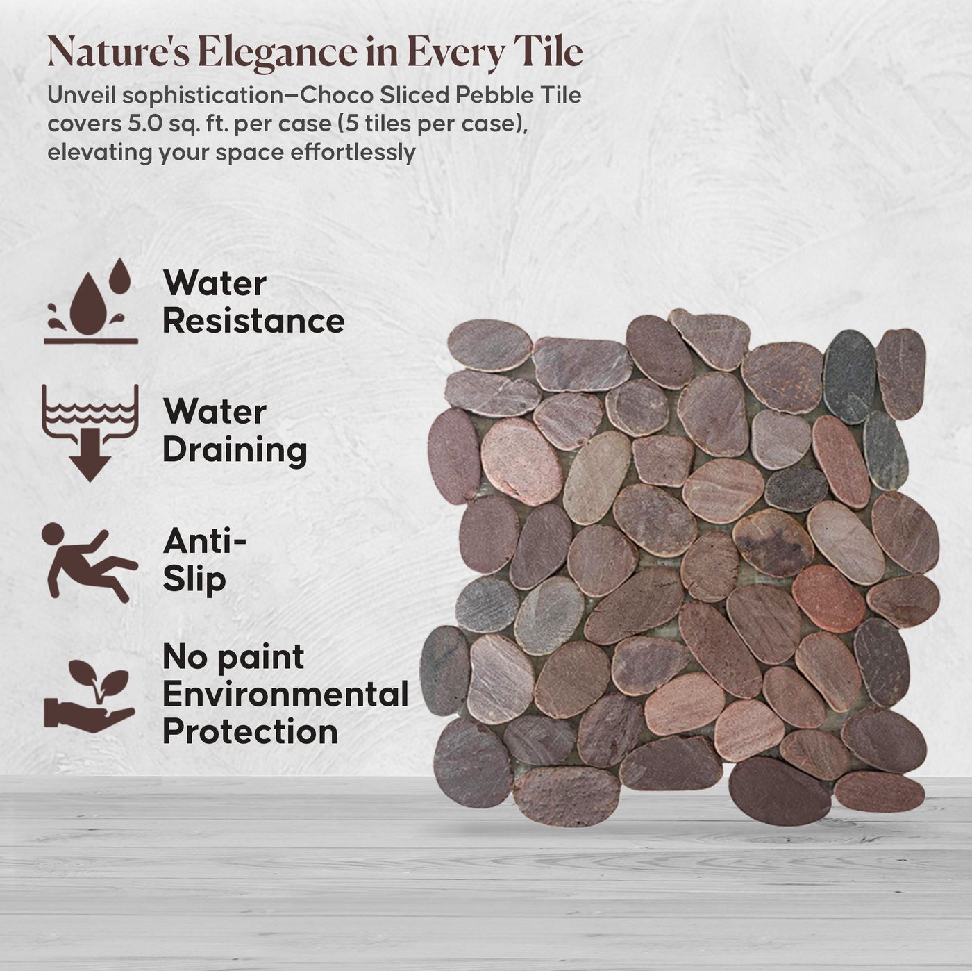 Choco Sliced Pebble Mosaic Wall & Floor Tile | Pebble Tile