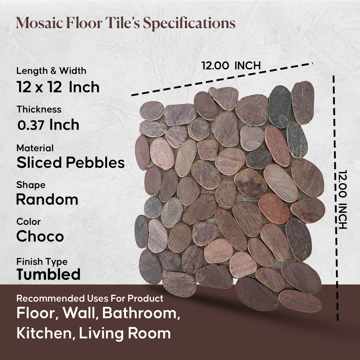 Choco Sliced Pebble Mosaic Wall & Floor Tile | Pebble Tile