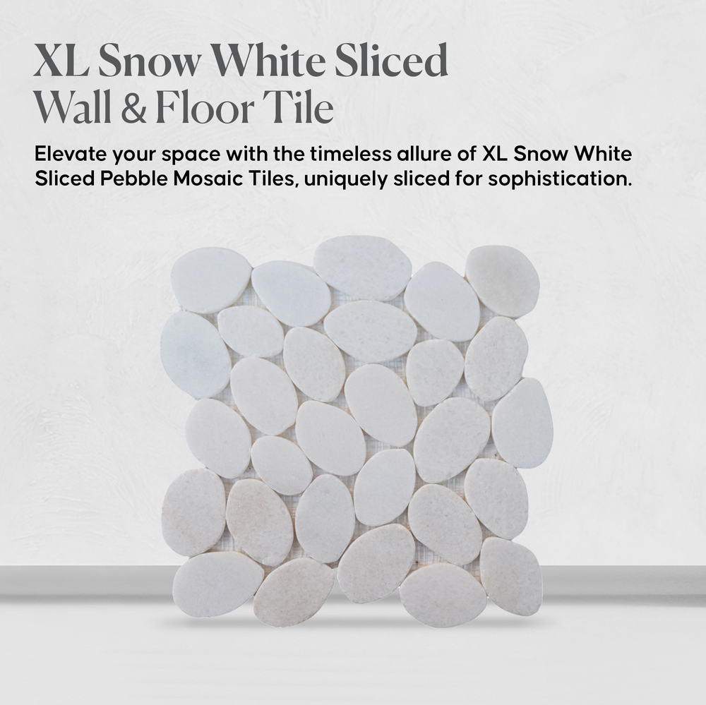 Snow White Mosaic Tile for Walls and Floors | Pebble Tile