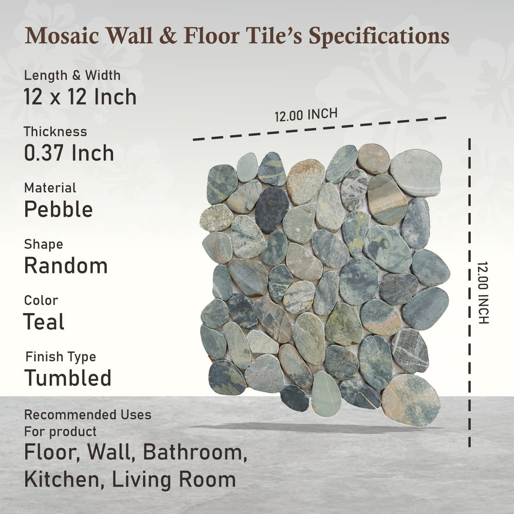 Teal Blue Mosaic Tile for Vibrant Spaces | Pebble Tile