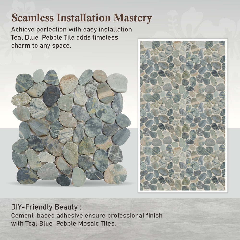 Teal Blue Mosaic Tile for Vibrant Spaces | Pebble Tile