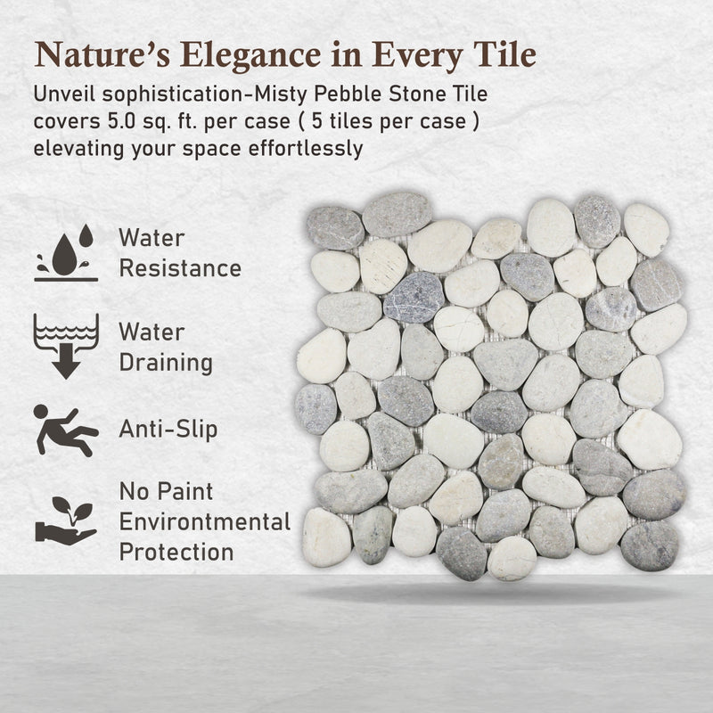 Misty Pebble Stone Mosaic Wall & Floor Tiles | Pebble Tile