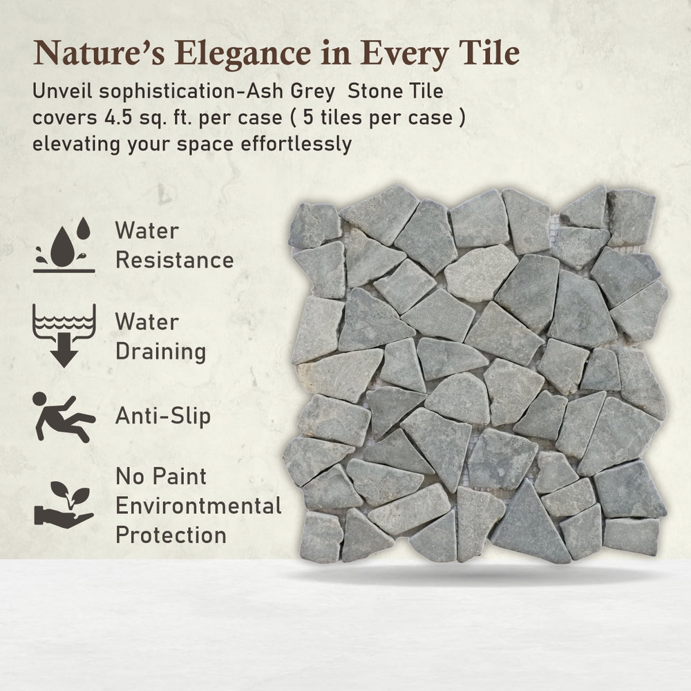 Ash Grey Mosaic Tile for Wall and Floor | Pebble Tile