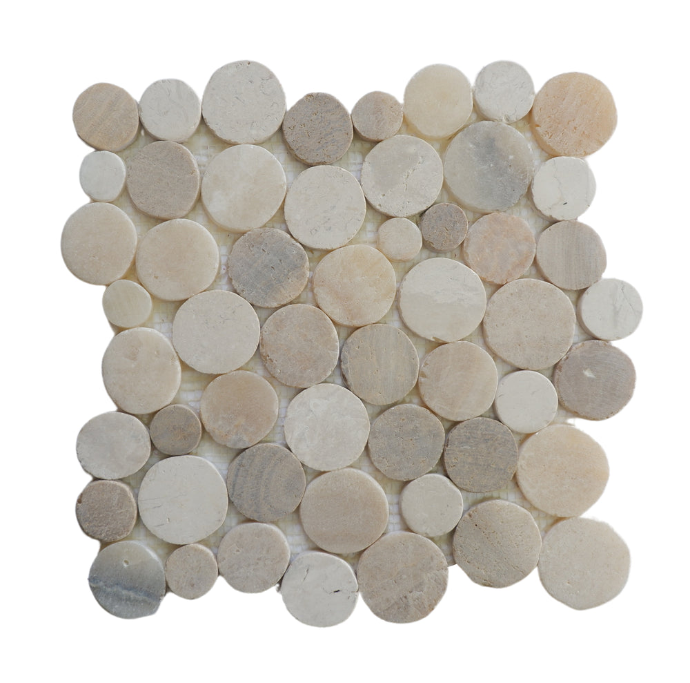 Sunset Round Marble Mosaic Wall | Floor Tile | Pebble Tile