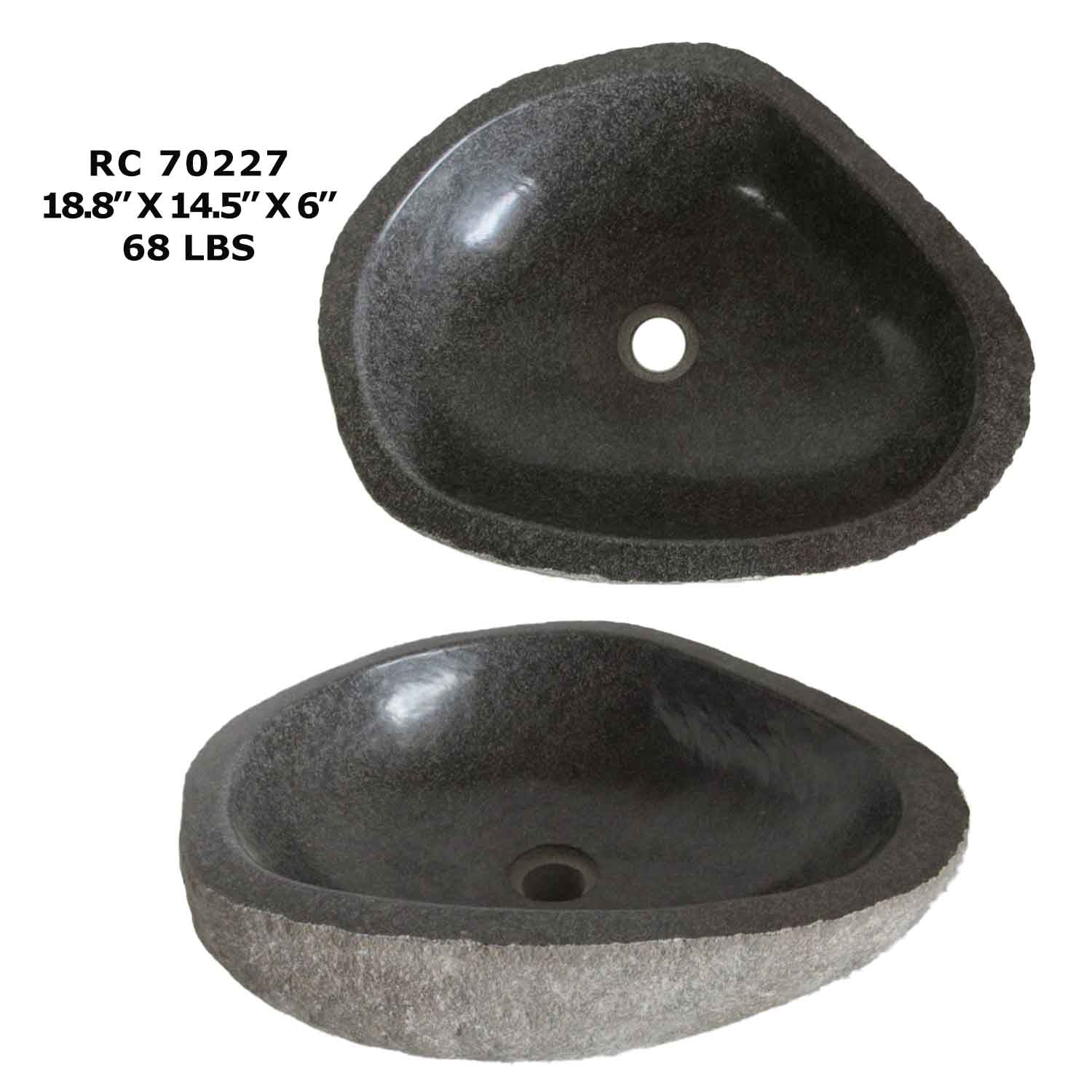 Natural River Stone Round Vessel Sink | Pebble Tile